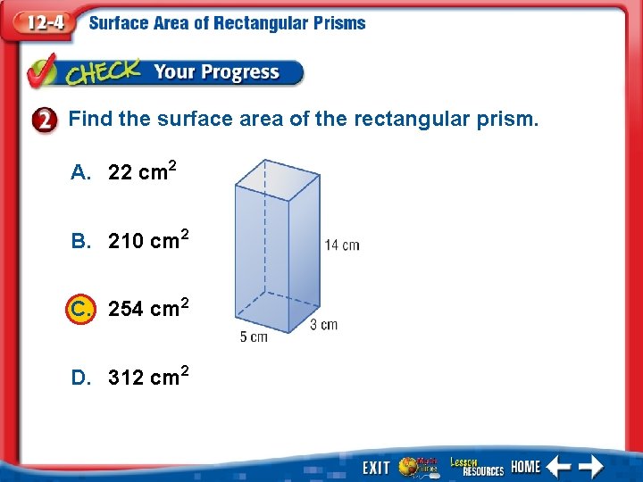 Find the surface areas of rectangular prisms surface