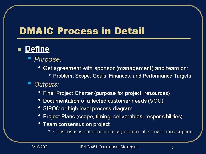 IENG 451 Lecture 02 DMAIC Problem Solving 6162021