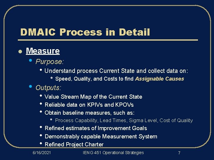 IENG 451 Lecture 02 DMAIC Problem Solving 6162021