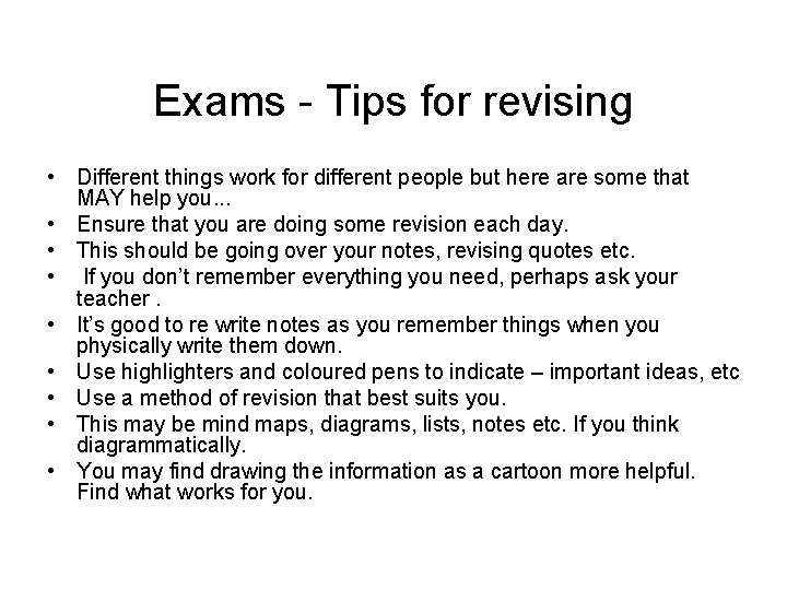IB Exam Review Tips Revision sorting your material