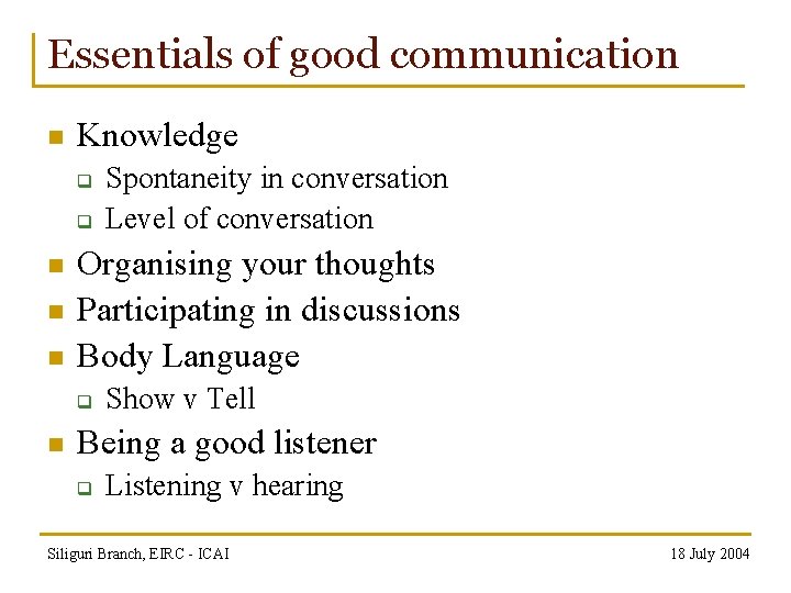 Improving Communication Skills Boaz University A Thought A