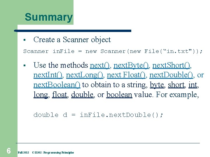 Objectives 1 File IO using Scanner with File