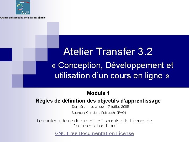 Atelier Transfer 3 2 Conception Dveloppement et utilisation