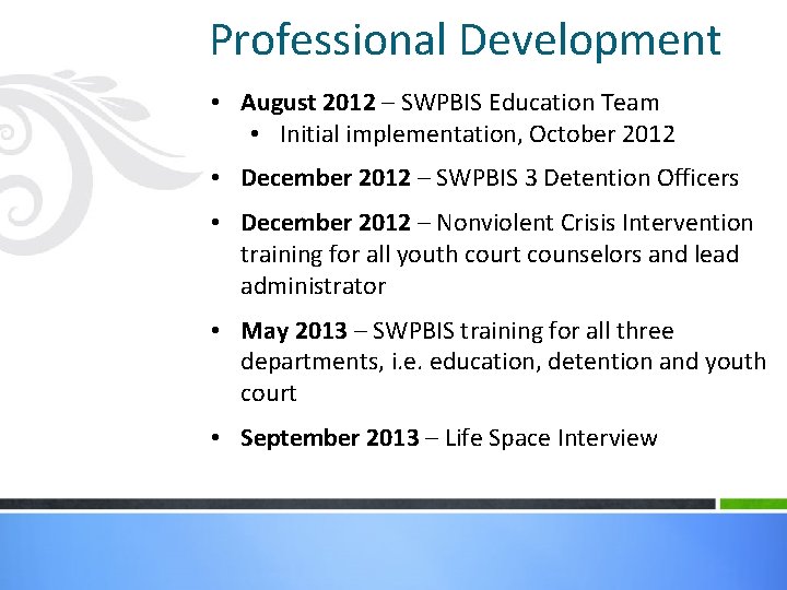 Presentation to SIG PBIS in Juvenile Justice Center