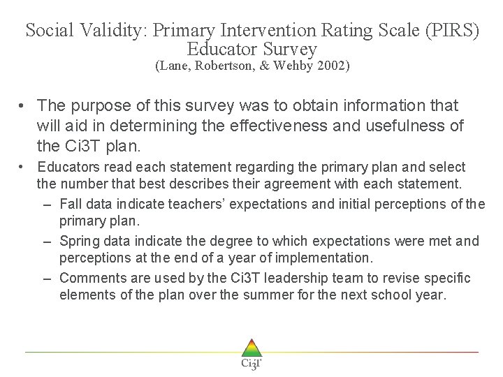 XXXXX School Ci 3 T Implementation Report Social