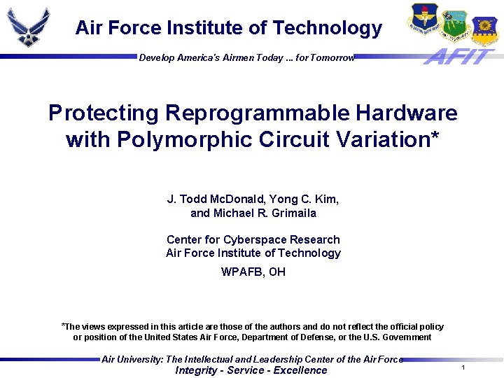 Air Force Institute of Technology Develop Americas Airmen