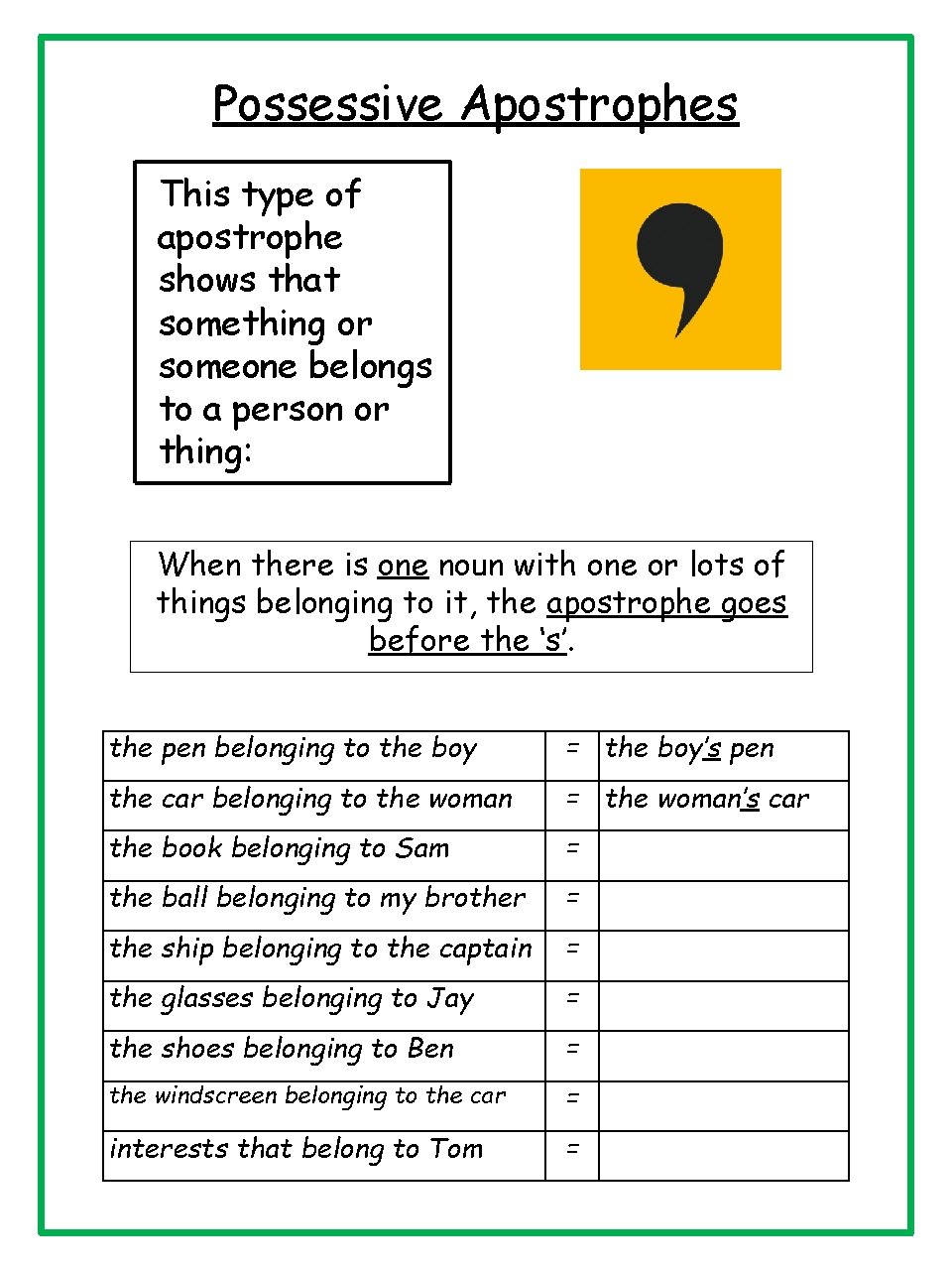 English Skills Home Learning Booklet Name For words
