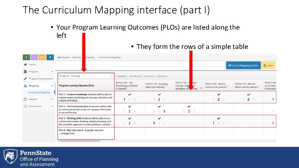 Curriculum Mapping in Penn States Assessment Management System