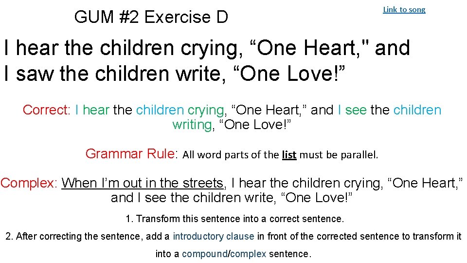 Gum 2 Exercise A 1 Copy the sentences