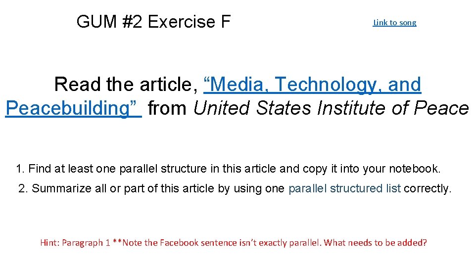 Gum 2 Exercise A 1 Copy the sentences