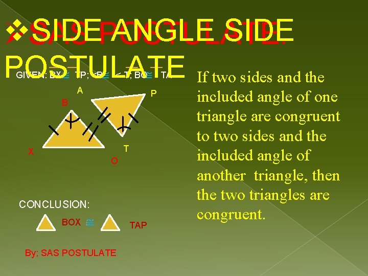 Proving Triangles Congruent MARK PAUL DE GUZMAN SSS