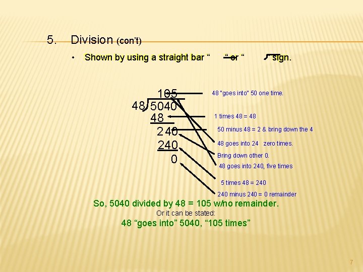 Multiplication Division 5 TH CLASS MATHS 4 Multiplication