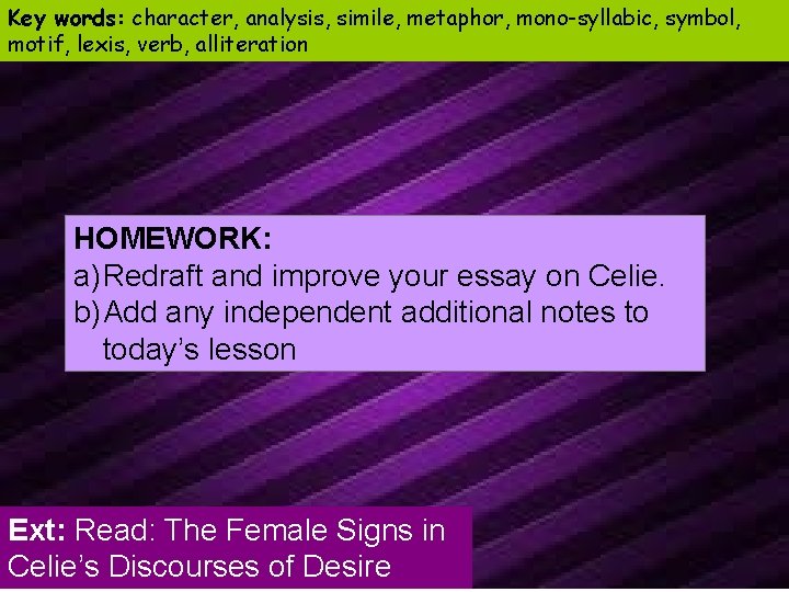 Key words character analysis simile metaphor monosyllabic symbol