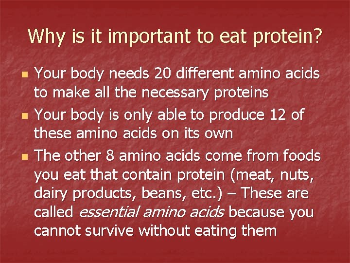 Why is it important to eat protein n