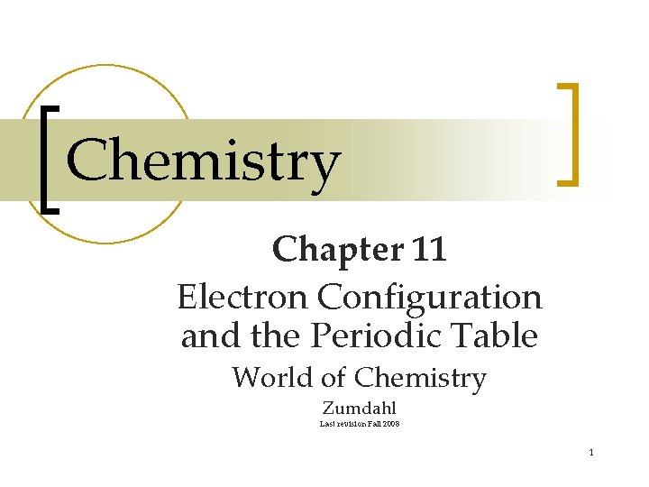 Chemistry Chapter 11 Electron Configuration and the Periodic