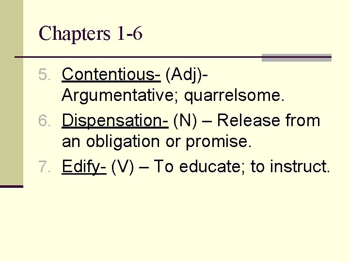 To Kill a Mockingbird Vocabulary Definitions Chapters 1
