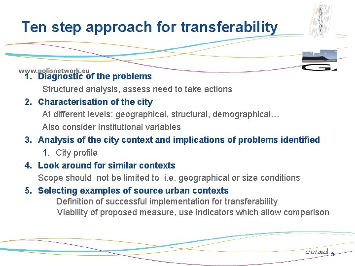 Transferability of urban goods management Gabriela Barrera Polis