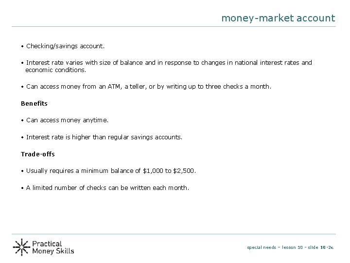 Special Needs lesson ten saving and investing presentation
