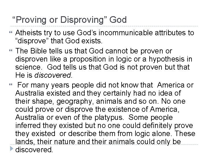 Systematic Theology Lecture 4 The Incommunicable Attributes of