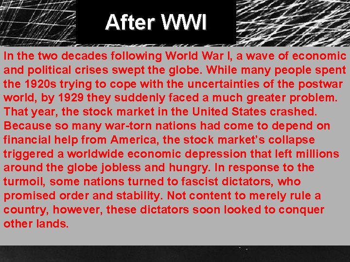 World War II The Rise of Dictators World