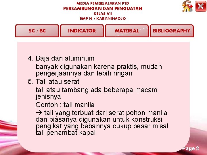 MEDIA PEMBELAJARAN PTD PERSAMBUNGAN DAN PENGUATAN KELAS VII