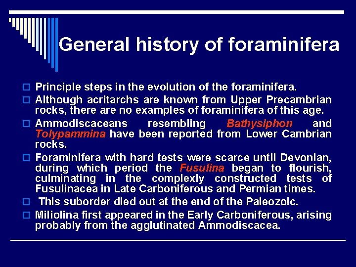 Lecture 12 General history of foraminifera and their