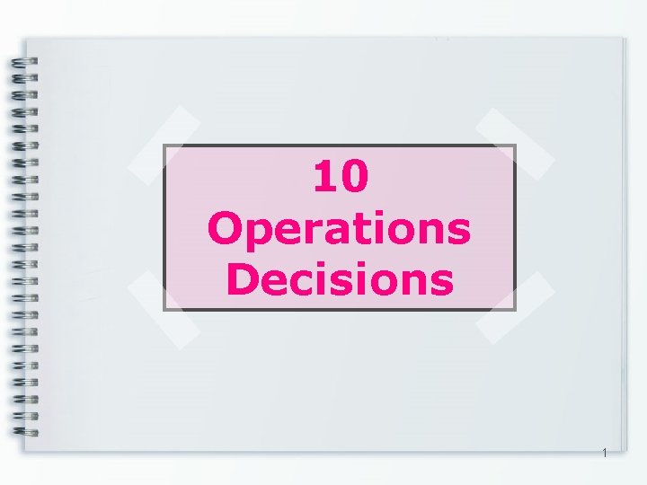 10 Operations Decisions 1 How the 10 operations