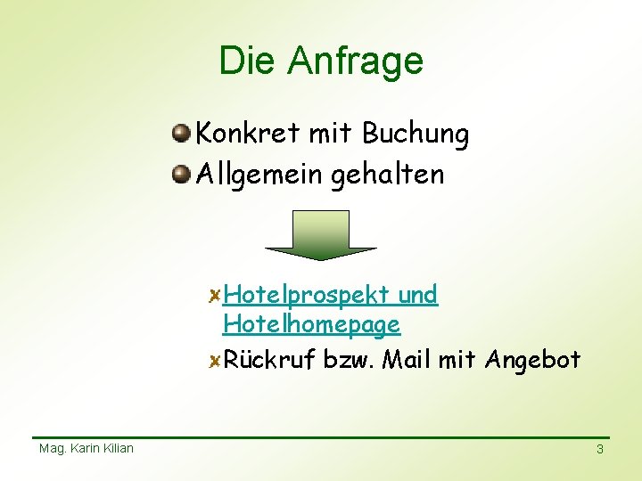 Das FrontOffice Von der Anfrage bis zur Abrechnung