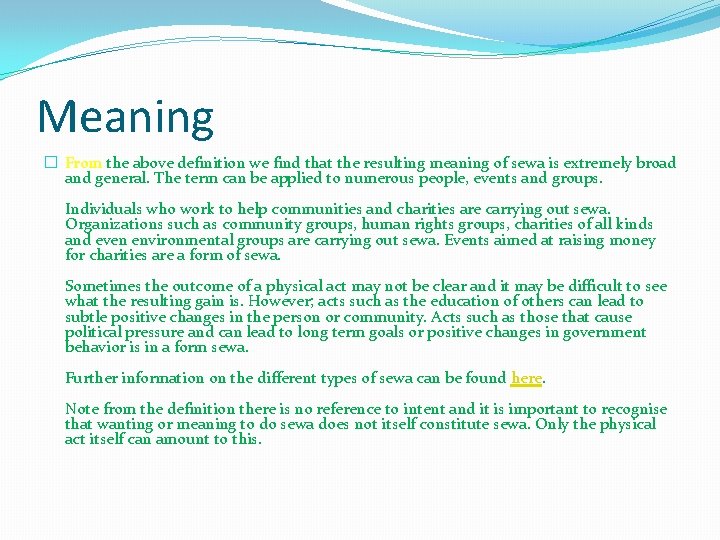 PRESENTATION ON SEWA DAY PRESENTATION MADE BY RAHUL