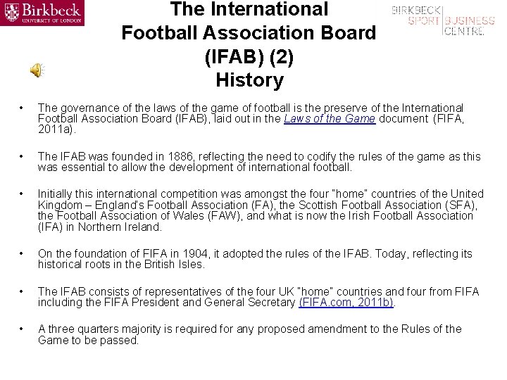 The International Football Association Board IFAB The International