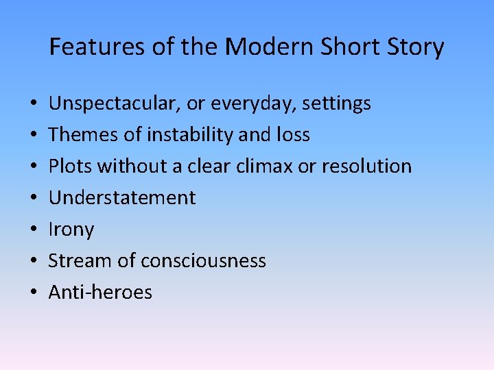 The Modern American Short Story A Brief Introduction