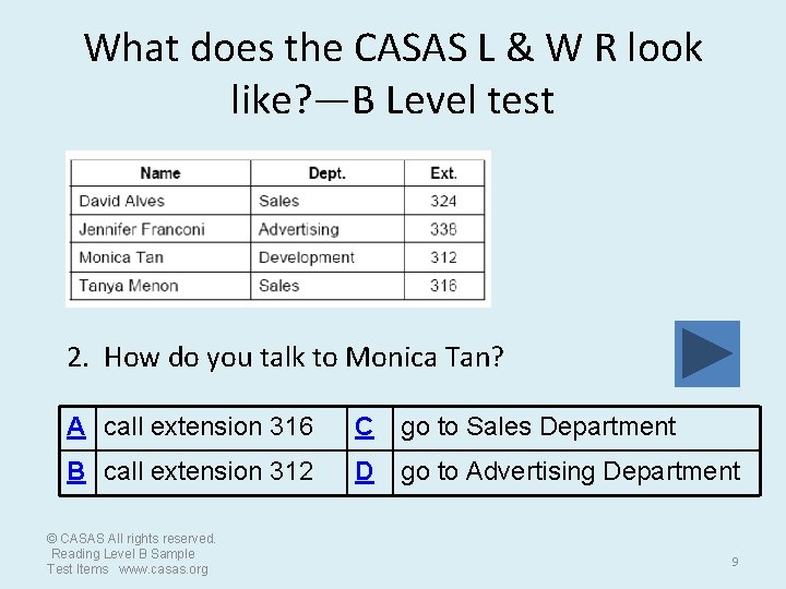 General Overview of the CASAS Life Work Reading