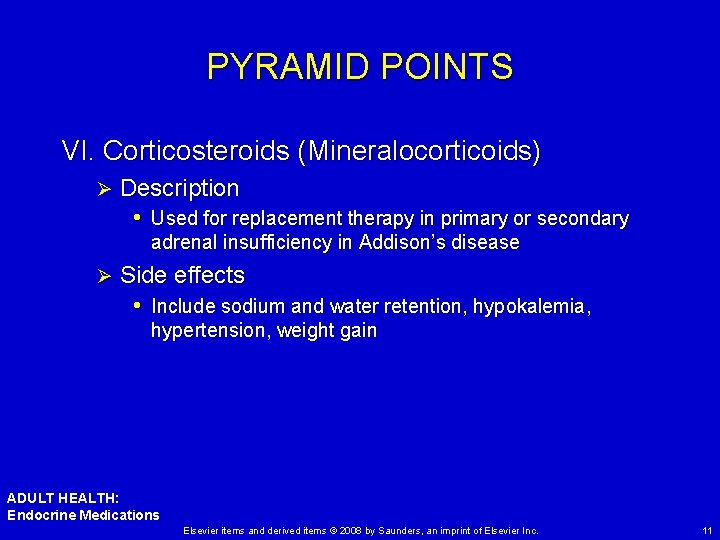 PYRAMID POINTS CHAPTER 54 ENDOCRINE MEDICATIONS PYRAMID POINTS