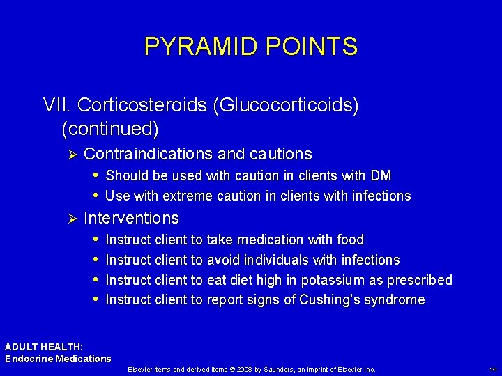 PYRAMID POINTS CHAPTER 54 ENDOCRINE MEDICATIONS PYRAMID POINTS