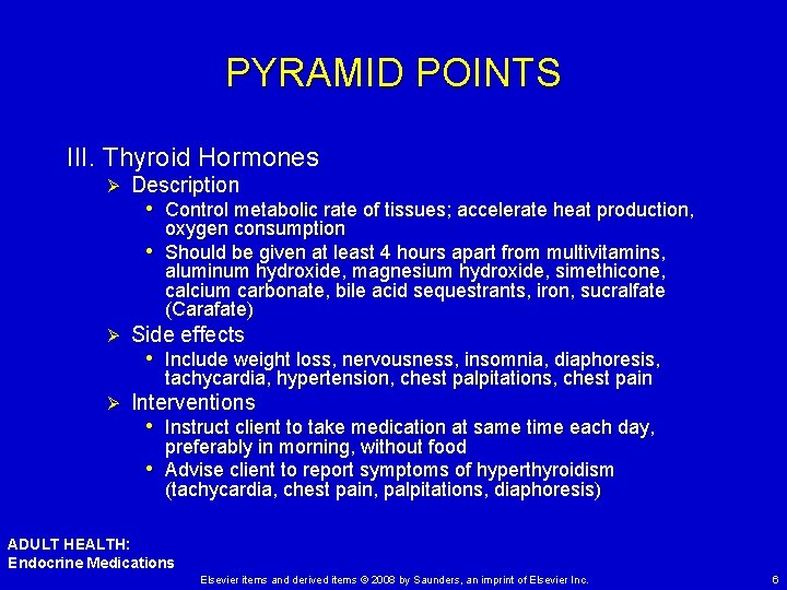 PYRAMID POINTS CHAPTER 54 ENDOCRINE MEDICATIONS PYRAMID POINTS
