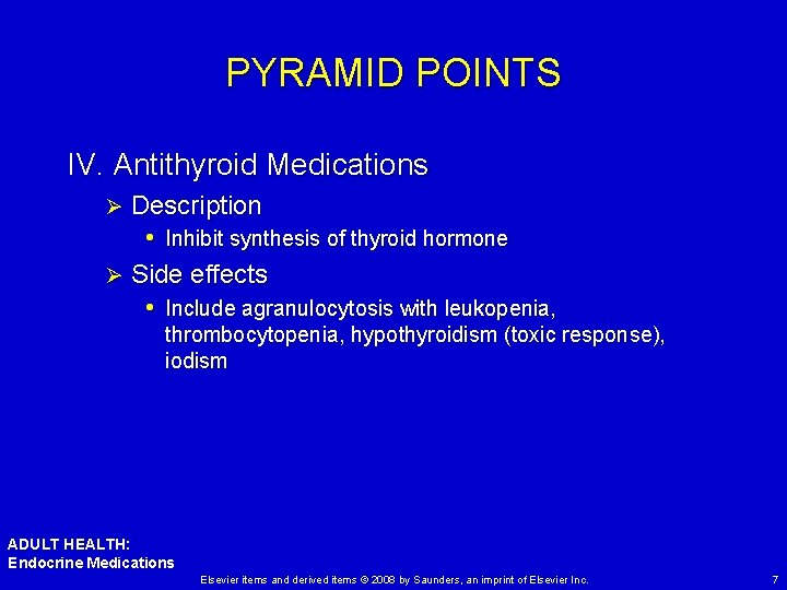 PYRAMID POINTS CHAPTER 54 ENDOCRINE MEDICATIONS PYRAMID POINTS