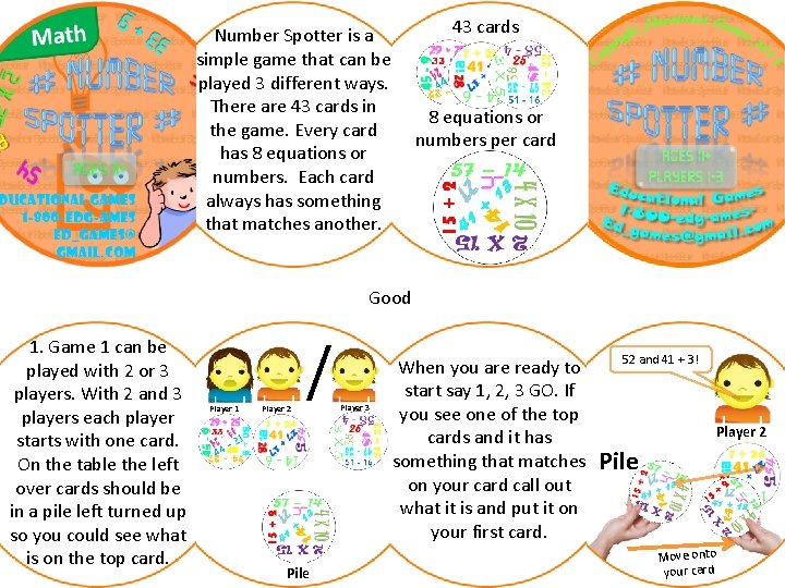 43 cards Number Spotter is a simple game
