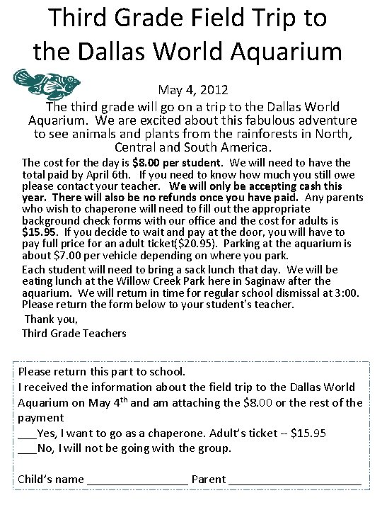 Third Grade Field Trip to the Dallas World