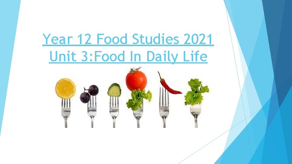 Year 12 Food Studies 2021 Unit 3 Food