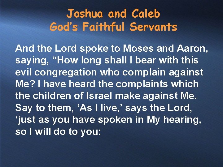 Joshua and Caleb Gods Faithful Servants And the