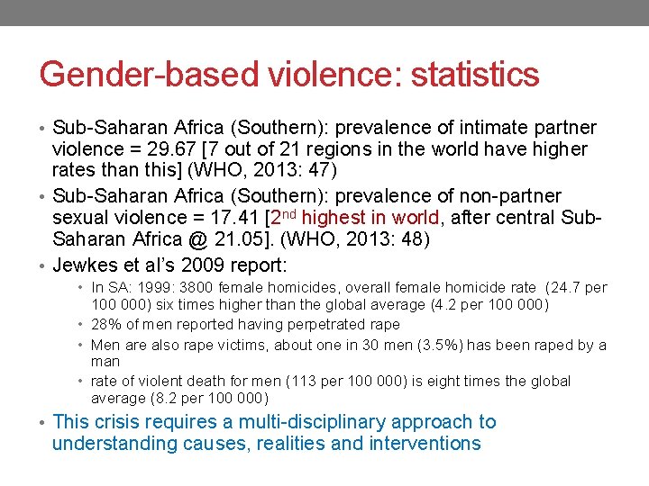 GENDERBASED VIOLENCE IN SOUTH AFRICA INSIGHTS FROM GEOGRAPHY