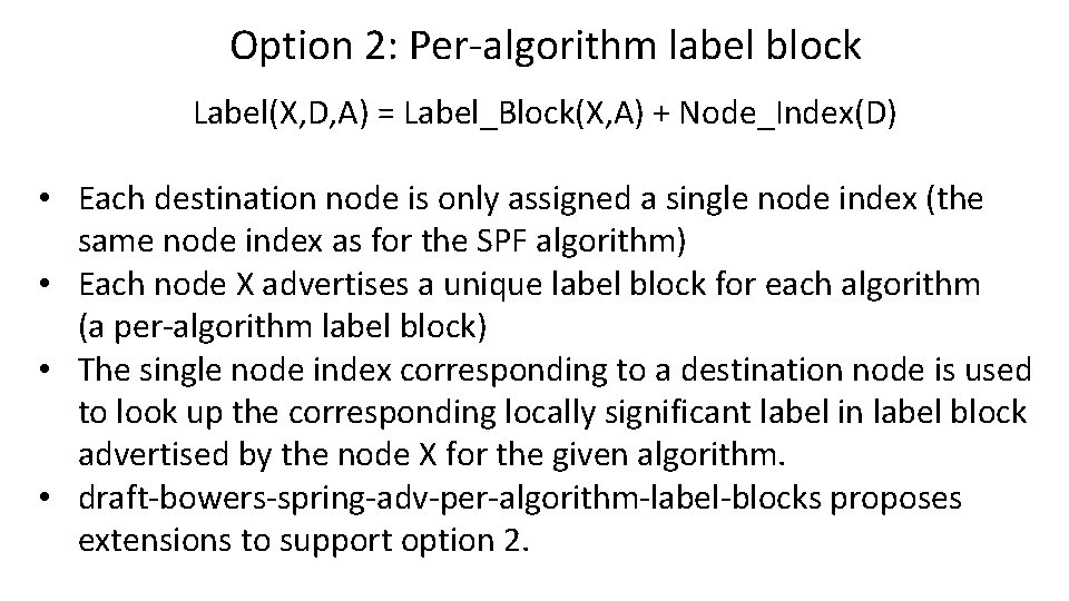 Advertising PerAlgorithm Label Blocks ...