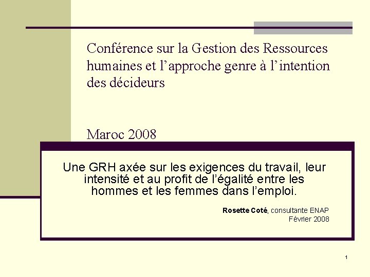 Confrence sur la Gestion des Ressources humaines et
