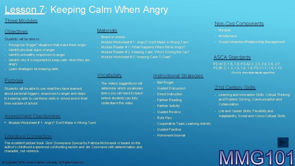 Lesson 7 Keeping Calm When Angry Three Modules