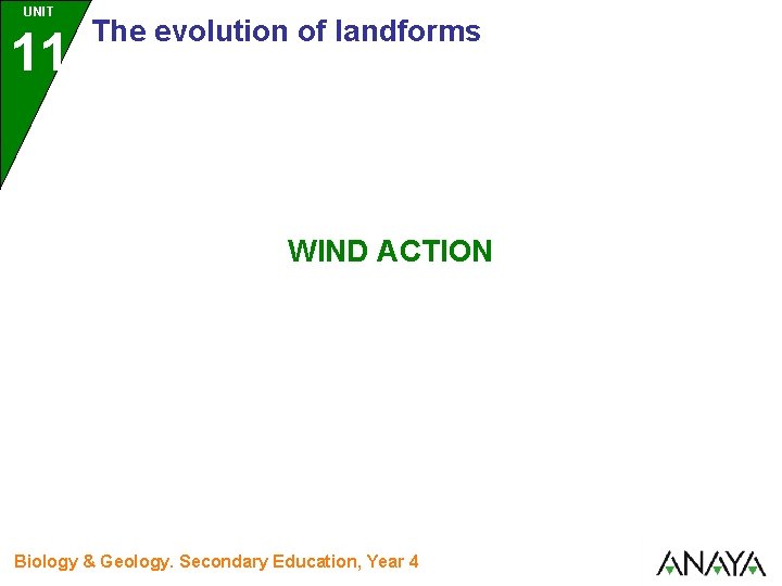 UNIT 11 The evolution of landforms WIND ACTION