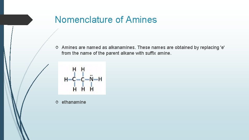Amines and Amides Amines are organic molecules that