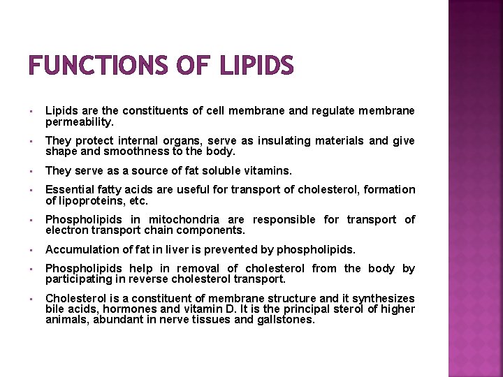 WHAT ARE LIPIDS LIPID describes a chemically varied