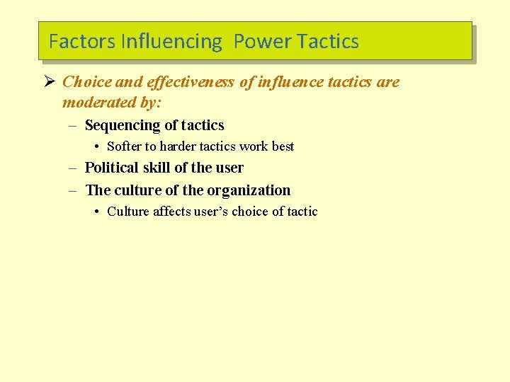 Lecture 11 Power and Politics BBA 352 Organizational