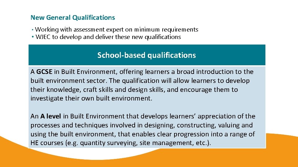 Wales New Qualifications BACH National Annual Conference March