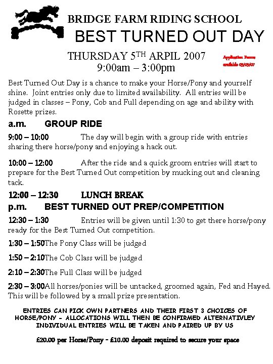 BRIDGE FARM RIDING SCHOOL BEST TURNED OUT DAY